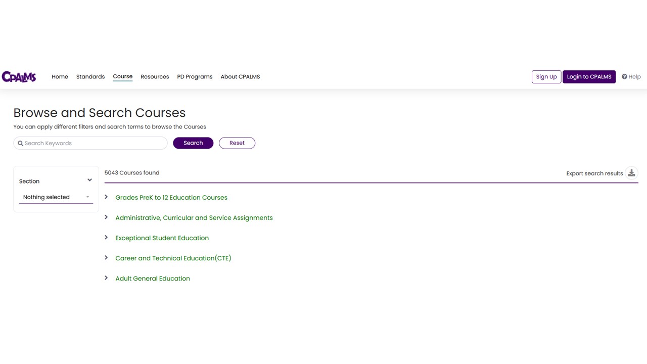 How do I Browse or Search for Course Descriptions? – CPALMS